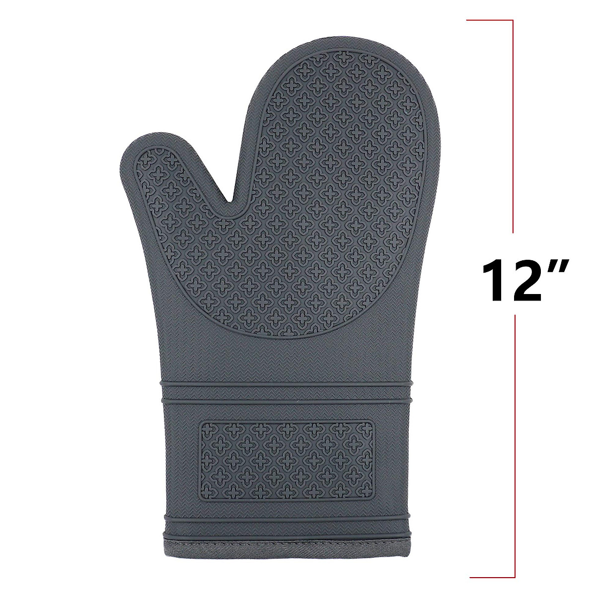 Yutat Silicone Oven Mitts, Oven Gloves with Non-Slip Silicone, 600 Degree Heat Resistant, Soft Cotton Lining, Waterproof and BAP-Free, Oven Mitts for Cooking and Baking - 1 Pair 12 Inch Charcoal Grey