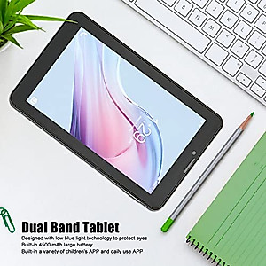 Yoidesu 7in Tablet, Kids Tablet 2GB 32GB 3G Internet Calling for Android10 System, 5G WiFi Dual Band Dual Camera Tablet PC 100‑240V (US Plug)