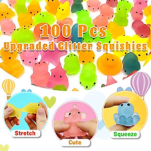 100 Pcs Kawaii Squishies 2nd Generation Glitter, Halloween Mochi Squishy Toys for Kids Party Favors, Stress Relief Fidget Toys for Classroom Prizes, Goodie Bag Stuffers, Xmas Gift for Kid Adult