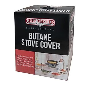 Chef Master 90217 Butane Stove Cover, Protects Flames from Wind, Elegant Presentation, Durable Stainless Steel, Cover for Chef Master Butane Stove