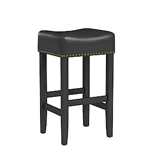 Christopher Knight Home Lisette Backless Leather Barstools, 2-Pcs Set, Black