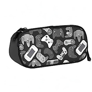 Gesey-R4T Video Game Weapon Controller Black White Pattern Pen Pencil Case Bag Big Capacity Multifunction Storage Pouch Organizer with Zipper Office University for Girls Boy