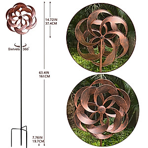 LERFUGI 360 Degrees Metal Swivel Classical Wind Spinner Willow Leaves for Patio Lawn Outdoor Yard Lawn Garden