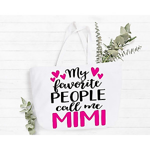 COCOVICI Mimi Tote Bag | My Favorite People Call Me Mimi | Grandma Gifts | Mimi Gifts | Mimi Christmas Gift | Christmas Gift from Grandkids (My Favorite People Call Me Mimi Pink/Black Font)