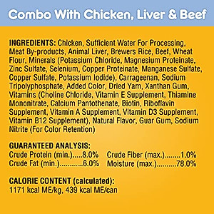 PEDIGREE CHOPPED GROUND DINNER Adult Canned Soft Wet Dog Food Combo with Chicken, Liver & Beef and Beef, Bacon & Cheese Flavor Variety Pack, 13.2 oz. Cans (Pack of 12)