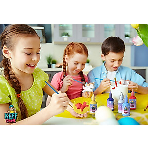 KEFF Paint Your Own Squishies - Unicorn Squishy Maker Painting Kit for Kids - DIY Arts & Crafts Gifts Toys for Girls and Boys with Glitter Puff Paints, Brushes and Palette