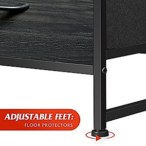 WLIVE Fabric Dresser for Bedroom, 6 Drawer Double Dresser, Storage Tower with Fabric Bins, Chest of Drawers for Closet, Living Room, Hallway, Nursery, Charcoal Black Wood Grain Print