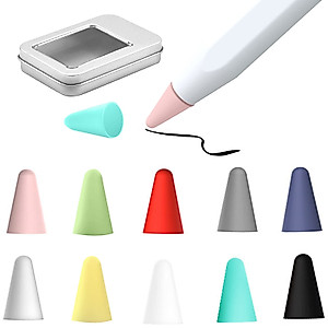 JanCalm for Apple Pencil Tips Cover,(10 Colors) Premium Silicone Slim Lightweight Thin Protective Case Noiseless Drawing for Apple Pencil 1st Gen/Pencil (2nd Generation) (10 Pcs,Box Pack)