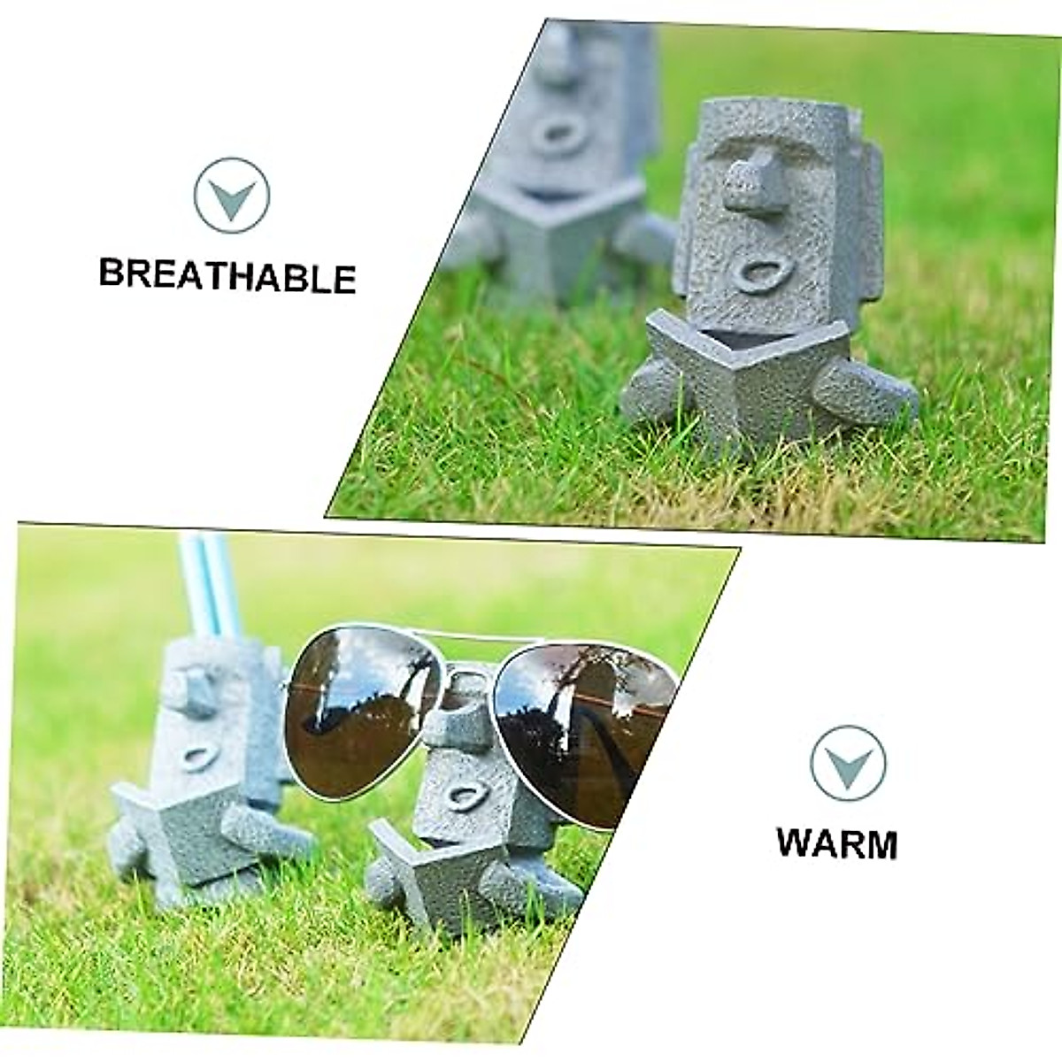 Abaodam 1pc Moai Glasses Holder pencil for kids mini plants retro decor easter island moai figurine easter island garden statue desktop pen cup Stone Figure Ornament Creative Pen Holder