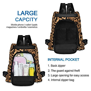 Sletend Cute Backpack for Women Leopard Print Casual Daypack Backpacks with Side Pocket Women’s Travel Backpack