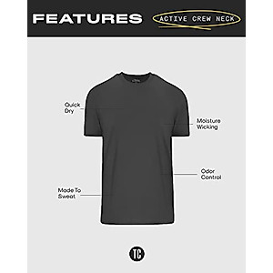 True Classic Active Quick Dry Crew Neck Mens T Shirt, Premium Fitted Athletic T Shirts Shirts for Men. Charcoal Heather Gray, XL