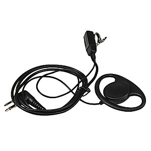 HQRP D Shape Earpiece Headset PTT Mic Compatible with Motorola CP250, CP300, RDV-2080D, RDV-5100, VL50
