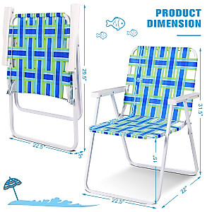 COSTWAY 6pcs Folding Beach Chair Camping Lawn Webbing Chair Lightweight 1 Position Blue