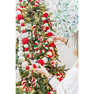 Mud Pie, White, Pom Tassel Garland, 60"