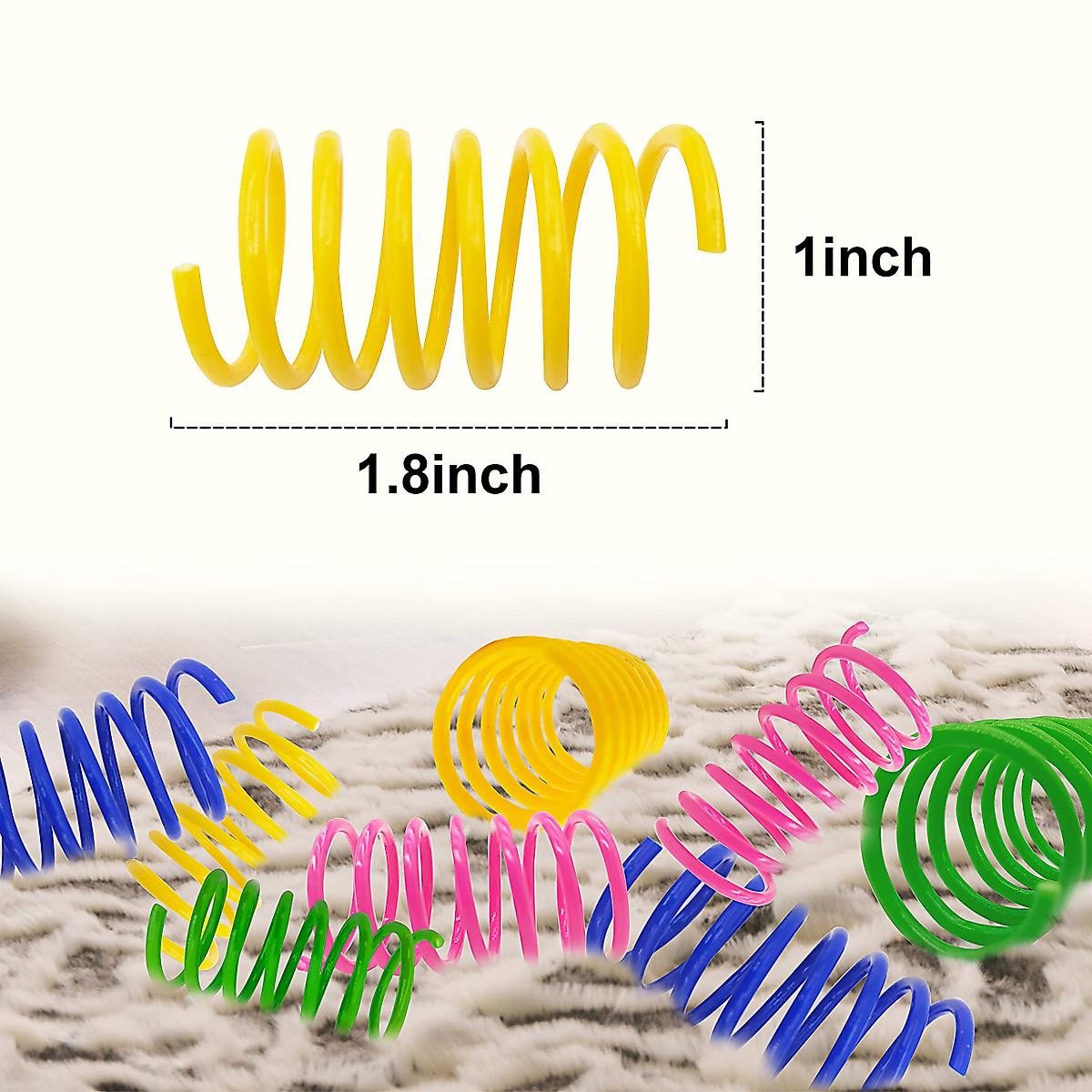 AGYM Cat Toys, 60 Pack Cat Spring Toys for Indoor Cats, Colorful & Durable Plastic Spring Coils Attract Cats to Swat, Bite, Hunt, Interactive Toys for Cats and Kittens