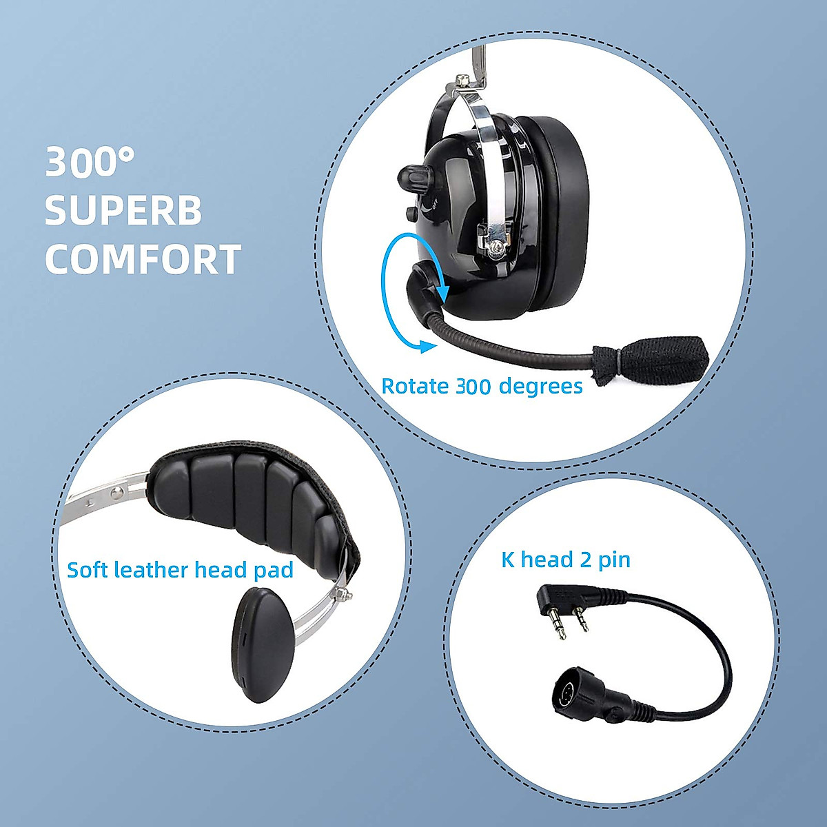 Retevis Unilateral Noise Reduction Two Way Radio Headset with Mic,Volume Adjust RT22 RT21 H-777 RT68,Compatible with Baofeng UV-5R 5RM Kenwood Rugged Radios,Walkie Talkie Headset(1 Pack)