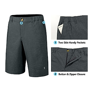 Little Donkey Andy 12 Inch Inseam Golf Shorts for Men Bermuda Quick Dry Elastic Waist Shorts for Hiking Travel Casual Black 2XL