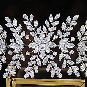 Aoligrace Cubic Zirconia Soft Wedding Headbands for Bride CZ Random Bend Hairbands Quinceanera Tiaras Pageant Gifts for Women