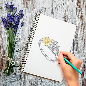 JUSTKIDSTOY Sunflower Rings for Women 925 Sterling Silver Dainty Gold Flower Rings Sunflower Jewelry for Girl Daughter Wife Birthday Christmas Gifts