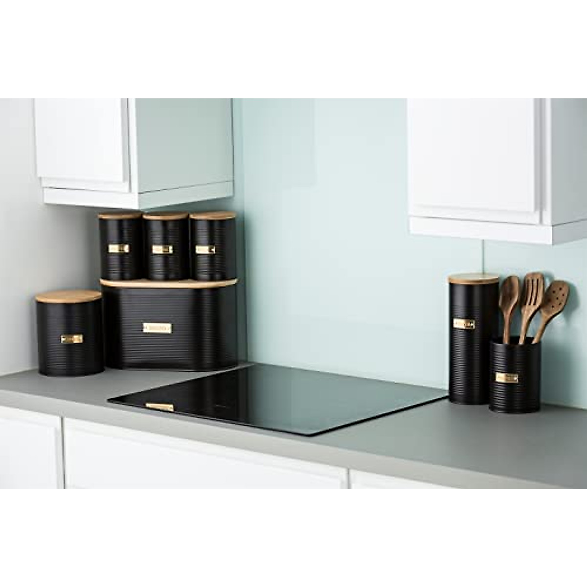 Typhoon Otto Black Pasta Storage Canister, Black/Gold
