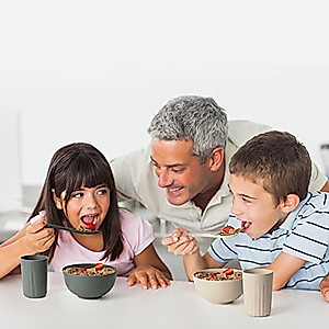 AR Kitchen Wheat Straw Dinnerware Set - 28-Pcs Unbreakable Dinnerware Set with Plates, Bowls, Cutlery, Drinking Cups - Eco-Friendly Natural Wheat Straw - Non-BPA Food-Grade Microwave-Safe Dinnerware