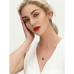 925 Sterling Silver Cubic Zirconia Black Freshwater Cultured Pearl Drop & Dangle Leverback Earrings (10mm black pearl)