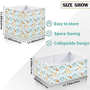 visesunny Closet Baskets Cute Cartoon Fat Cat and Flower Storage Bins Fabric Baskets for Organizing Shelves Foldable Storage Cube Bins for Clothes, Toys, Baby Toiletry, Office Supply
