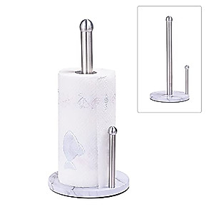 Nuovoo Stainless Steel Paper Towel Holder Countertop, Brushed Silver Paper Roll Holder, Standing Towel Dispenser Stand with Weighted Base, Large Size for Kitchen Toilet Bathroom Dining Table
