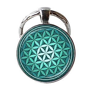 Flower of Life Keychain Teal Green Aqua Spiritual Keychain Jewelry Inspirational Keychain Sacred Geometry Meditation Jewelry