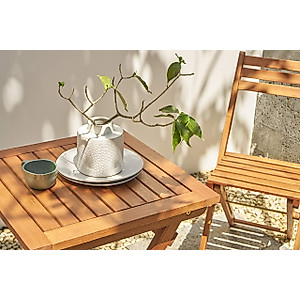 Vifah V1381 Outdoor Wood Folding Bistro Set with Square Table and Two Chairs