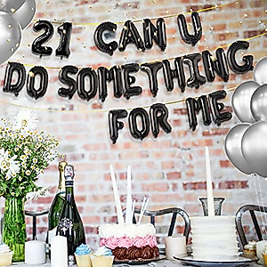 Generic 21st Birthday Balloon Banner, Black Color Scheme, Includes 1 Golden Ribbon and 2-3 Plastic Straws