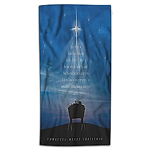 WONDERTIFY Nativity Scene Hand Towel Baby in The Manger with Scriptures in Christmas Tree Shape Hand Towels for Bathroom, Hand & Face Washcloths 15X30 Inches