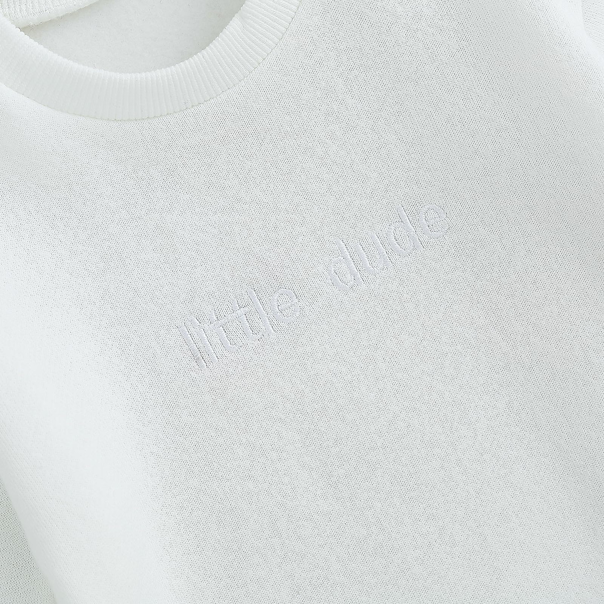 Twopumpkin Newborn Baby Boy Warm Sweatshirt Onesie Romper Long Sleeve Fleece Sweater Jumpsuit Winter Snow Outfit Clothes (Warm Fleece Little Dude White, 12-18 Months)