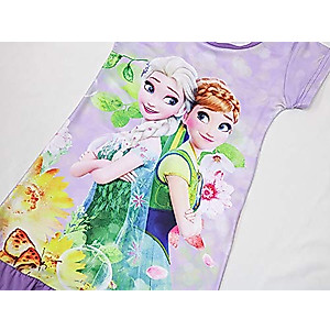 AOVCLKID Little Girls Princess Casual Cartoon Printed Dress up(6 Years,Purple)