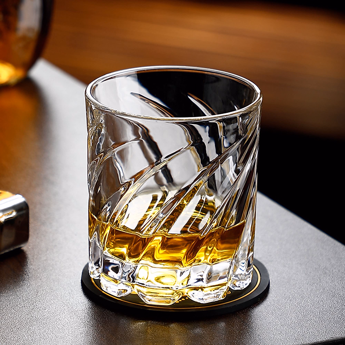 Crystal Whiskey Glass, Thickened Tumbler Glass, Rotatable Decompression, 9.6 oz, Old Fashioned Glass for Wine/Vodka/Alcohol Gifts (Diamond Shape)