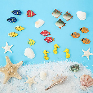 Boao 48 Pcs Plastic Fish Toys Small Tropical Fish Figure Play Set Sea Animals Bath Toys Tropical Party Favors Assorted Ocean Creatures Figures Birthday Learning Educational Party Supplies