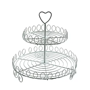 Round Metal Wire Cupcake Holder, 2 Tier, 8-1/2-inch, White