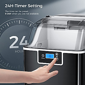Xbeauty Nugget Ice Maker Countertop, Pebble Ice Maker Machine with Self-Cleaning, Chewable Pellet Ice/44Lbs Day/24Hrs Timer, Portable Ice Maker for Home/Kitchen/Office/Bar/Party, Black