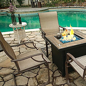 BALI OUTDOORS All-Weather Spring Motion Textile Patio Dining Chairs Set of 2 for Outdoor Lawn Garden Backyard