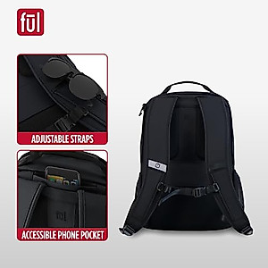 FUL Tactics Collection 15 Inch Laptop Backpack, Phantom Padded Computer Bag for Commute or Travel, Black