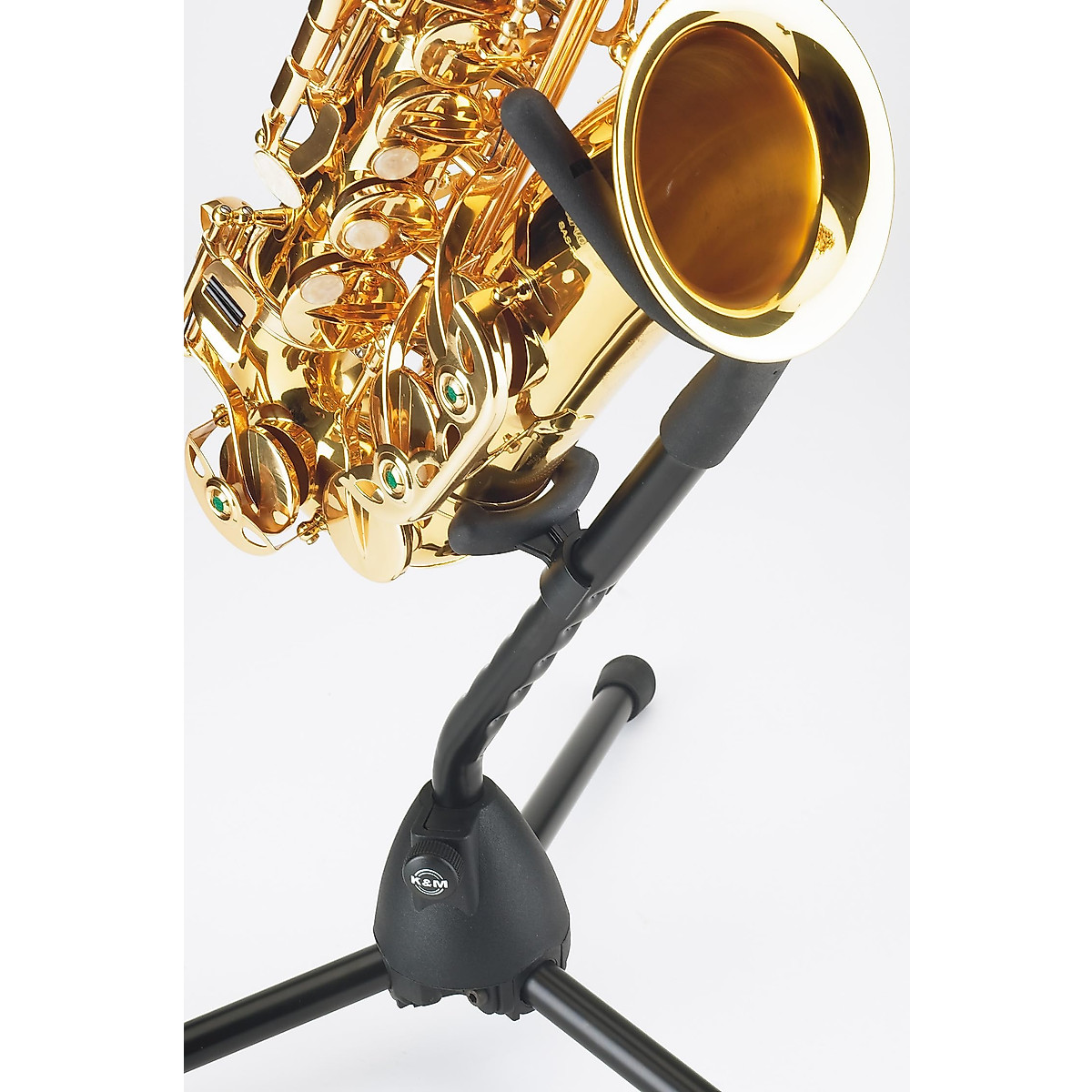 K&M König & Meyer Saxophone Tripod Stand 14300.000.55 | Stable Secure Adjustable/Folding Stand For Eb Alto /Bb Tenor Sax | Lightweight & Compact | Flex Upper Support | Made in Germany | Black