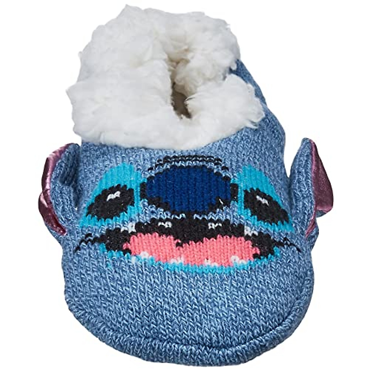 Disney womens Disney Lilo & Stitch Teddy faux fur Slipper Sock, Blue Light, Fits Sock Size 9-11 Fits Shoe Size 4-10.5 US
