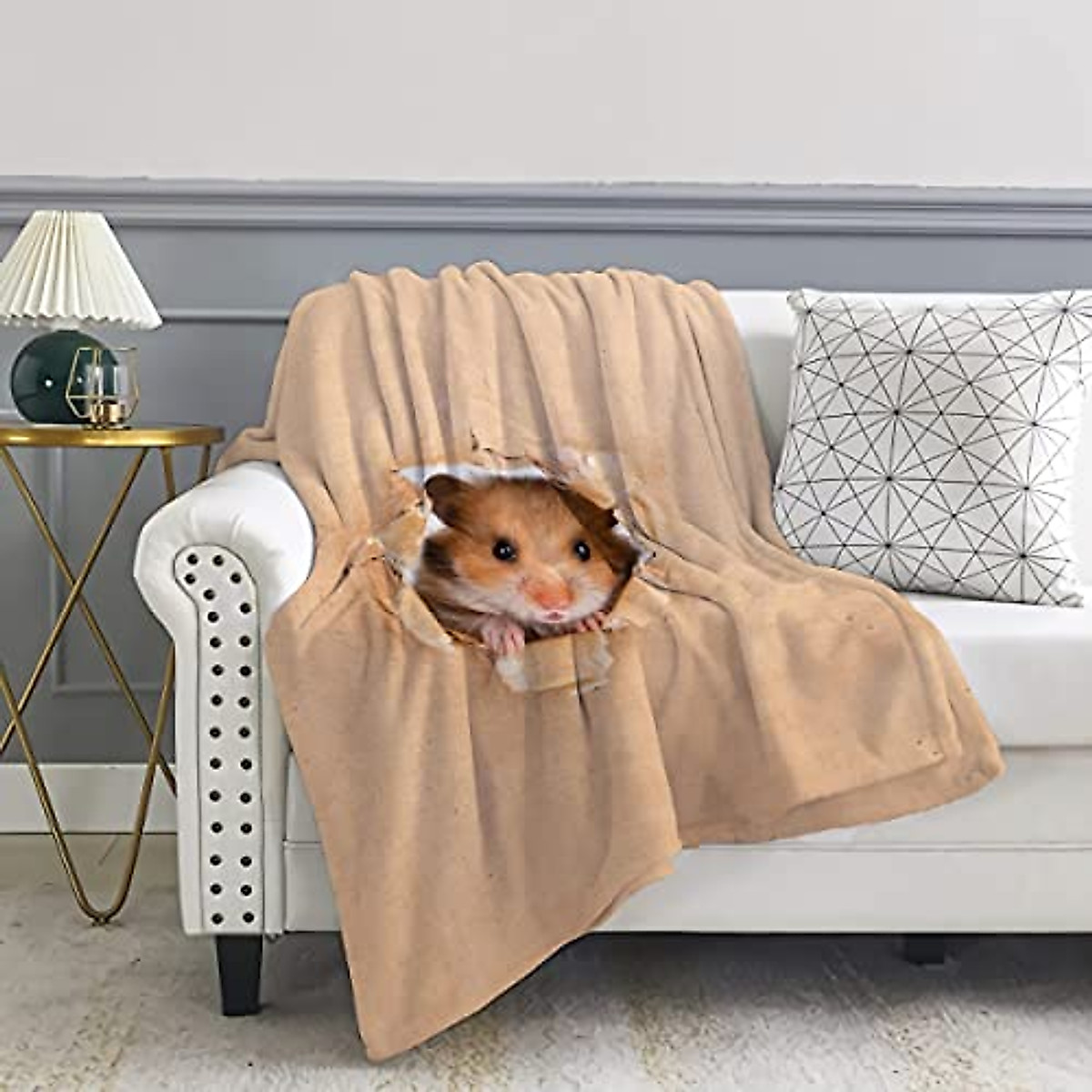 Citrasena Flannel Fleece Super Soft Cozy Blanket Cute Hamster Burrowing Lightweight Warm Throw Blanket for Couch Living Room Bed Sofa Travel 40"x30" for Pet