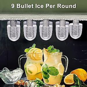 Ice Makers Countertop,Protable Ice Maker Machine with Ice Scoop and Ice Basket,26lbs/24H,9 Bullet Cubes Ready in 8 Mins,for Home/Kitchen/Camping/RV.(Silver)