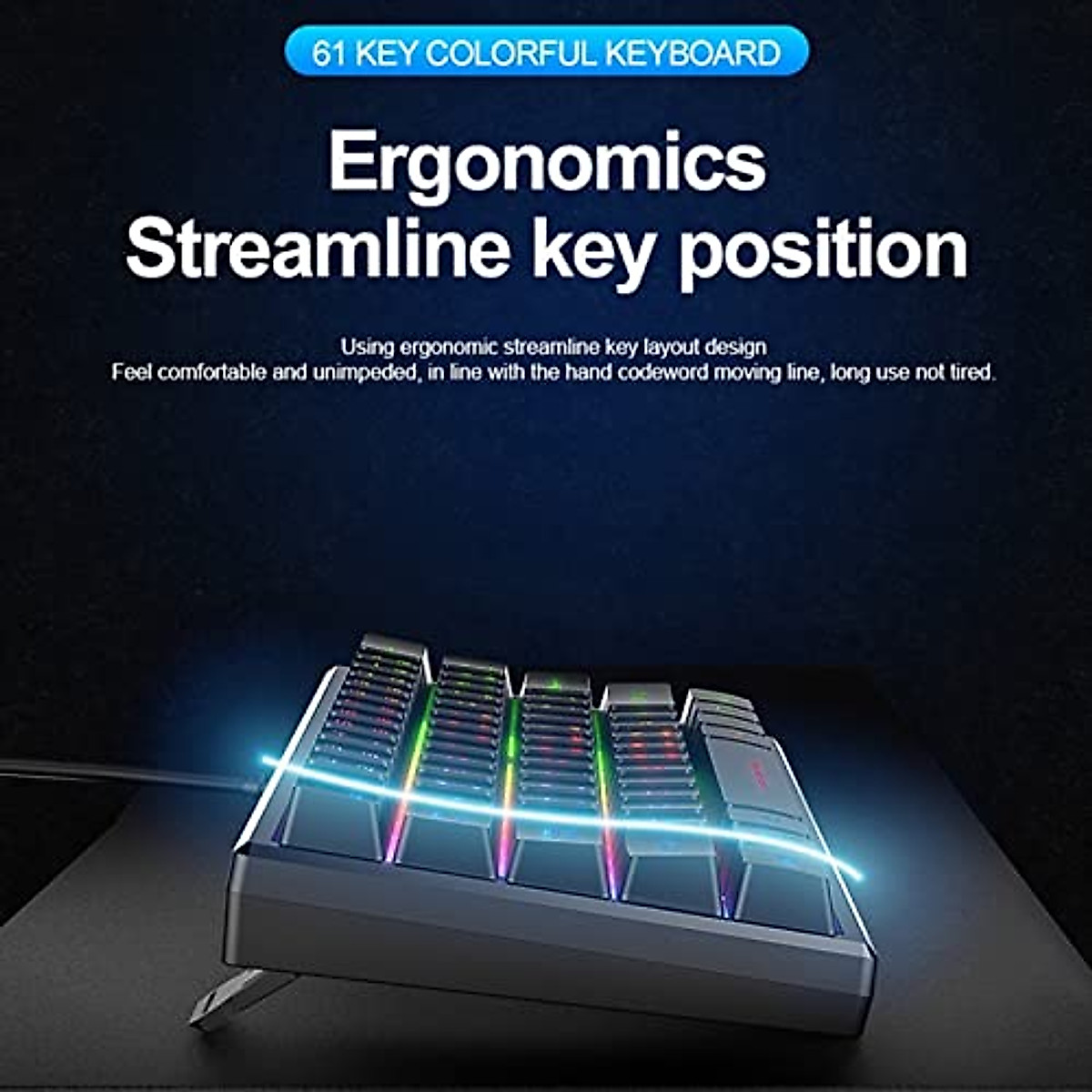 01 02 015 Mechanical Keyboard, Backlit Design USB Gaming Keyboard Adjustable Angle Ergonomics Design for Home Office for Gaming for Work