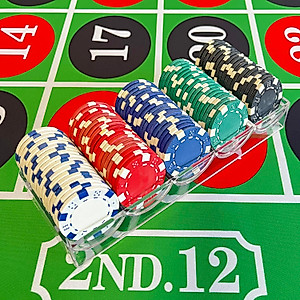 SEETOOOGAMES 200 Pieces 11.5g Clay Composite Dice Striped Casino Poker Chips- 4 Colors (red, Green, Black and Blue)