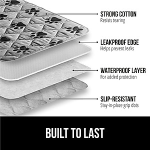 Gorilla Grip Reusable Puppy Pads, 40x26, Slip Resistant Pet Crate Mat, Absorbs Urine, Waterproof, Cloth Pee Pad for Training Puppies, Washable Incontinence Underpads, Chucks, Protects Sofa, Furniture