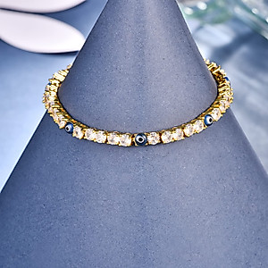 UOOANUO Evil Eye Bracelets for Women 18K Gold and Silver Filled with 4MM Cubic Zirconia Tennis Bracelet Evil Eye Jewelry