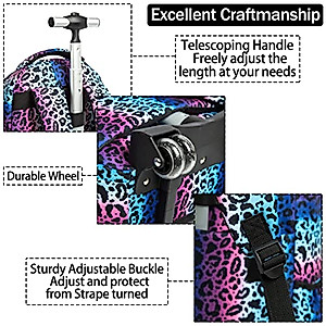 Jasminestar Rolling Backpack for Girls 18inch with Lunch Bag and Pencil Case, Lightweight School Bookbags for Boys and Girls