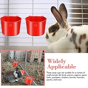 Sumind 60 Pieces Cage Cups Birds Hanging Feeders Seed Bowl 8 oz Plastic Chicken Feeder Water Bowl Hanging Chicken Waterer Feeding Watering Dish Coop Cups for Gamefowl Parrot Parakeet Poultry(Red)